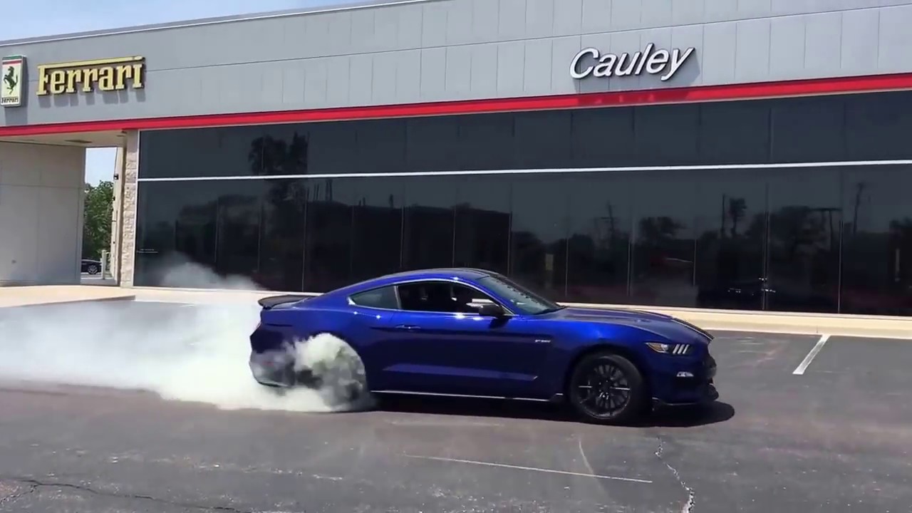 Mustang GT350 Burning Rubber at a Ferrari Dealership - YouTube