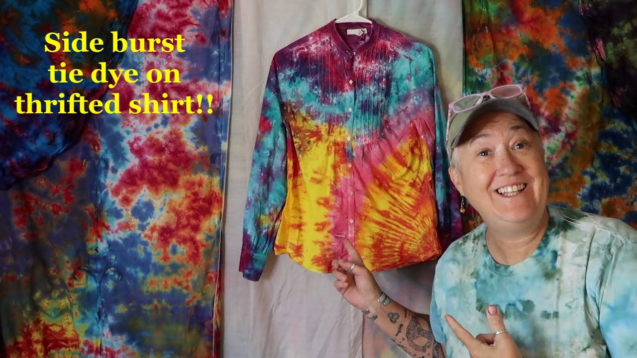Let's Do a Side Burst Tie Dye a Thrifted Blouse!! - YouTube