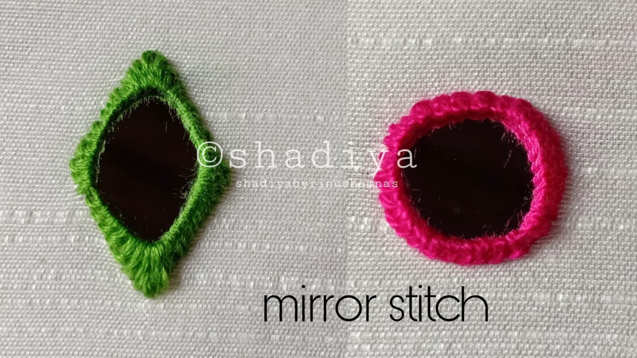 Hand embroidery mirror work - YouTube