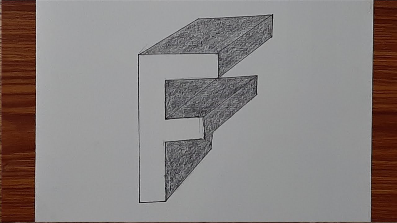 Very Easy!! How To Draw 3D capital Letter "F" - YouTube