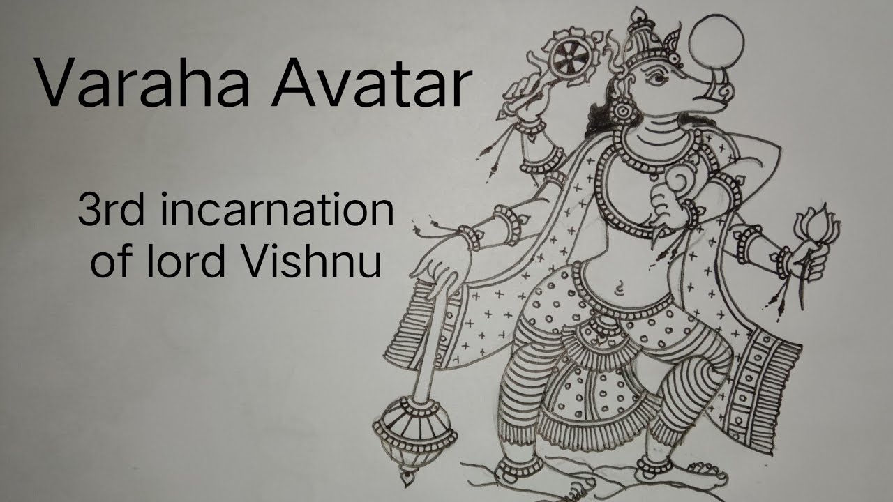 Pattachitra drawing of Varaha Avathar || PATTACHITRA VIDEO || Easy pen ...