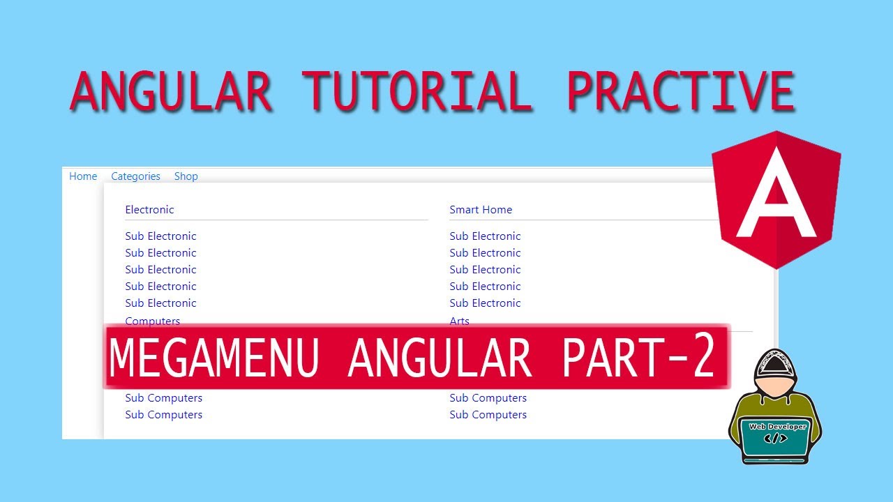 Megamenu angular part 2 - Web developer practical - YouTube