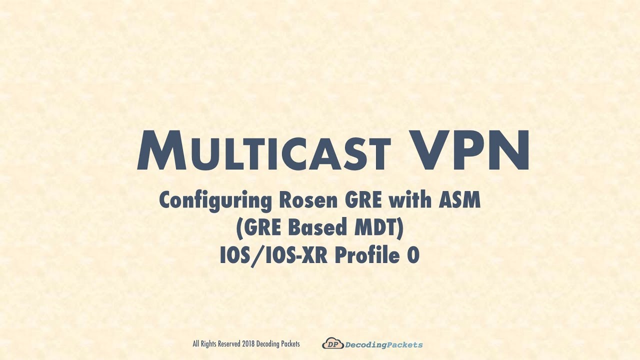 MVPN Video 2 - Default MDT (Rosen GRE/MDT GRE/Profile 0) with ASM on ...