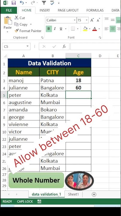Mastering Data Validation: Whole Numbers between specific range #excel #shorts - YouTube