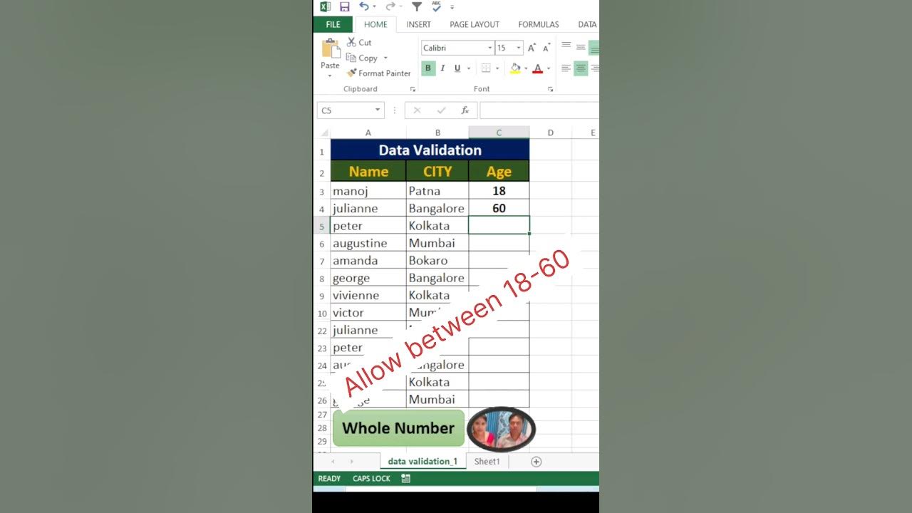 Mastering Data Validation: Whole Numbers between specific range #excel #shorts - YouTube