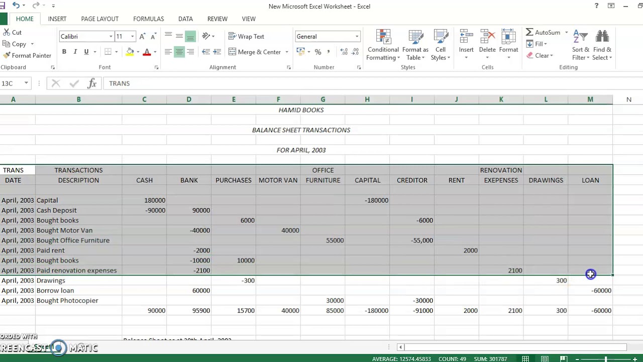 Debit Credit Excel 5 - YouTube