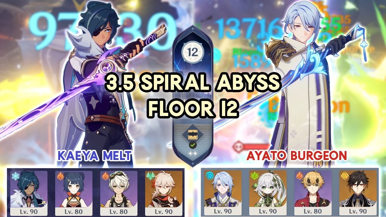 3.5 Spiral Abyss Kaeya Melt & Ayato Burgeon Floor 12 - 9 stars ...