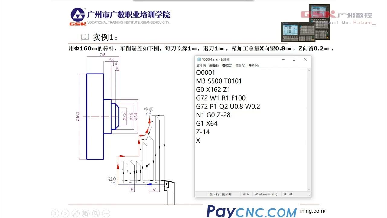 CNC Programming for Tuning Lathe with G72 Command Lesson 9 - YouTube