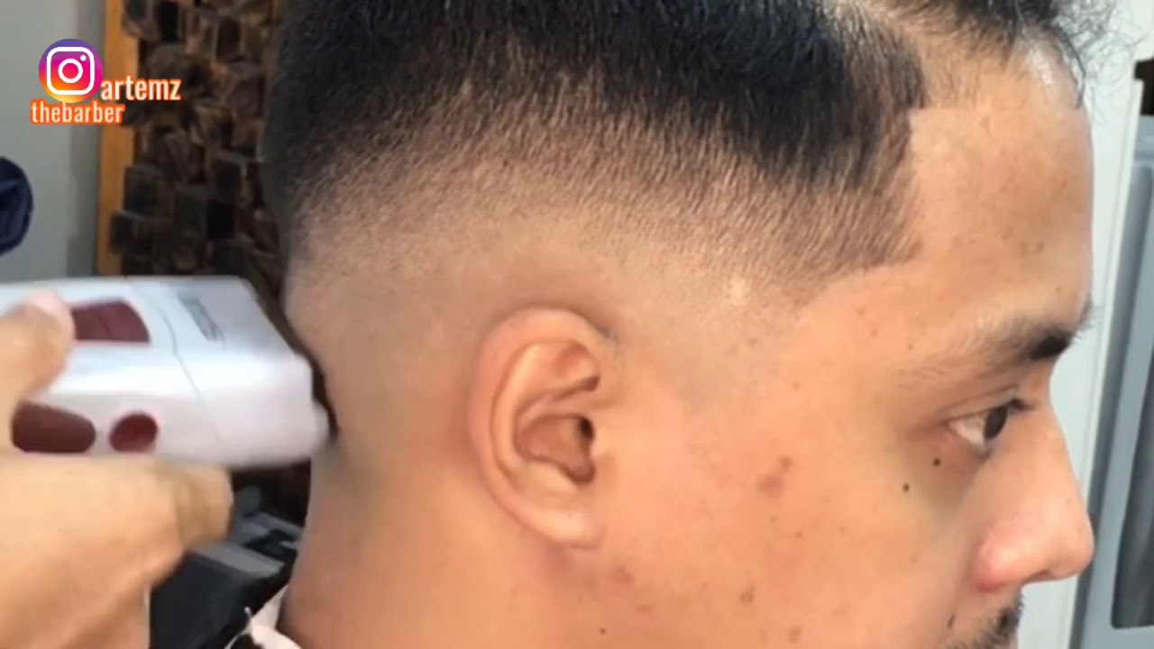 Mid fade one sided up combover step by step - YouTube