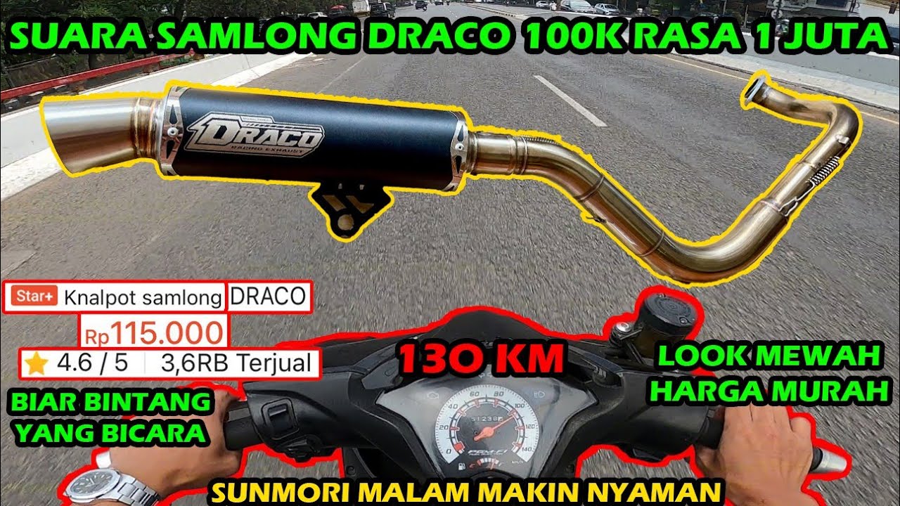 Full Cek Sound Knalpot Samlong Draco 100 Rb Full System Di Jalan Raya Di Beat Std Kirian - YouTube