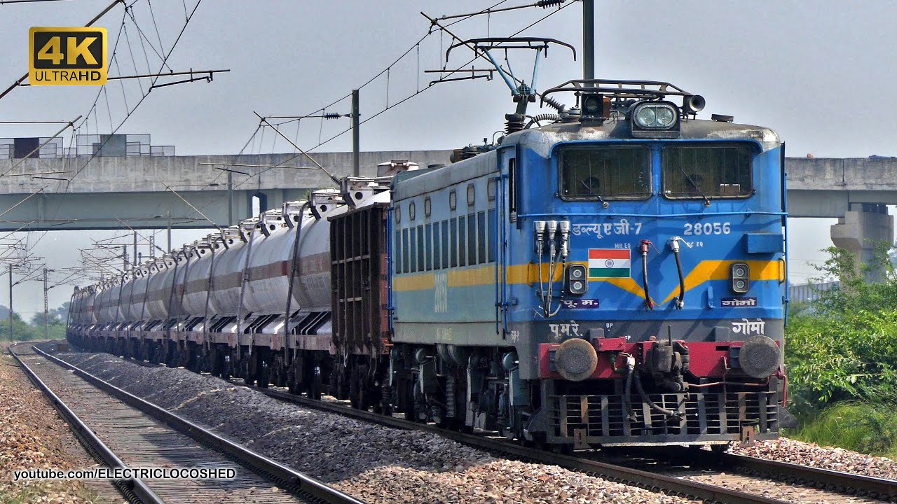 BLUE WAG 7 hauls a WHITE BTPGLN Train !! Electric Loco Shed, Indian ...