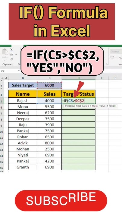 IF() Formula in Excel#Excel IF() Function#Excel#exceltutorial#excelformula#shorts#viral# ...