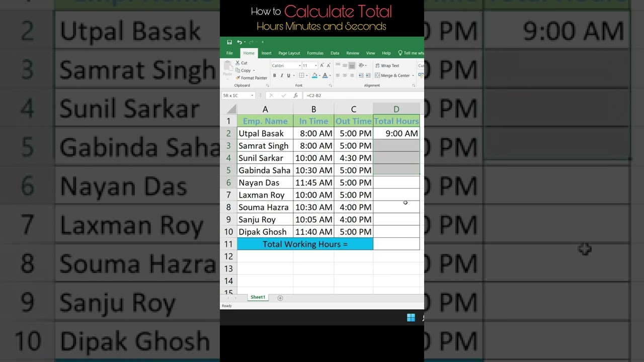 How To Calculate Total Hours Minutes And Seconds In Excel YouTube How To Calculate Total Hours Minutes And Seconds In Excel YouTube
