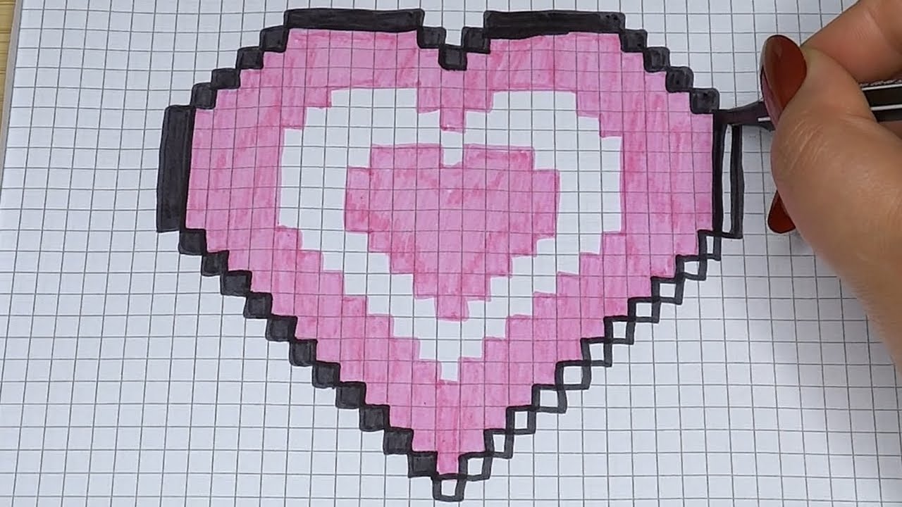 DIY Handmade Pixel Art | How to draw a cute Heart | Valentines Day ...