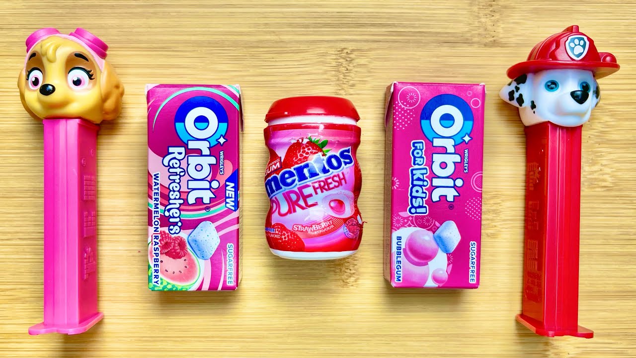 Tasty Rainbow Sweets | ASMR Unpacking Paw Patrol, Orbit, Mentos - YouTube