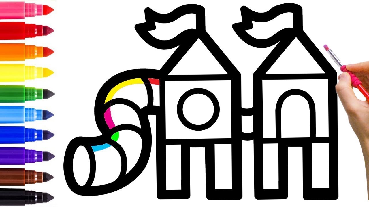 How to draw amusement park for kids step by step | 子供用の遊園地を段階的に描く方法 ...