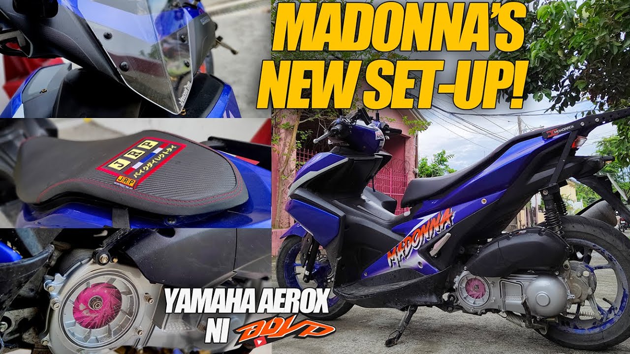 YAMAHA AEROX -MADONNA NEW SET-UP (Lower Shocks, JRP Flat seat & New ...