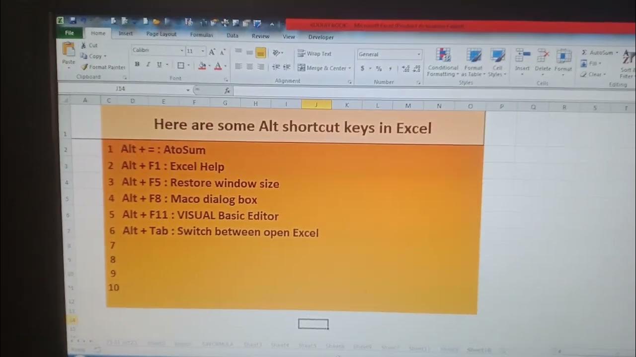 Shortcut key Excel - YouTube