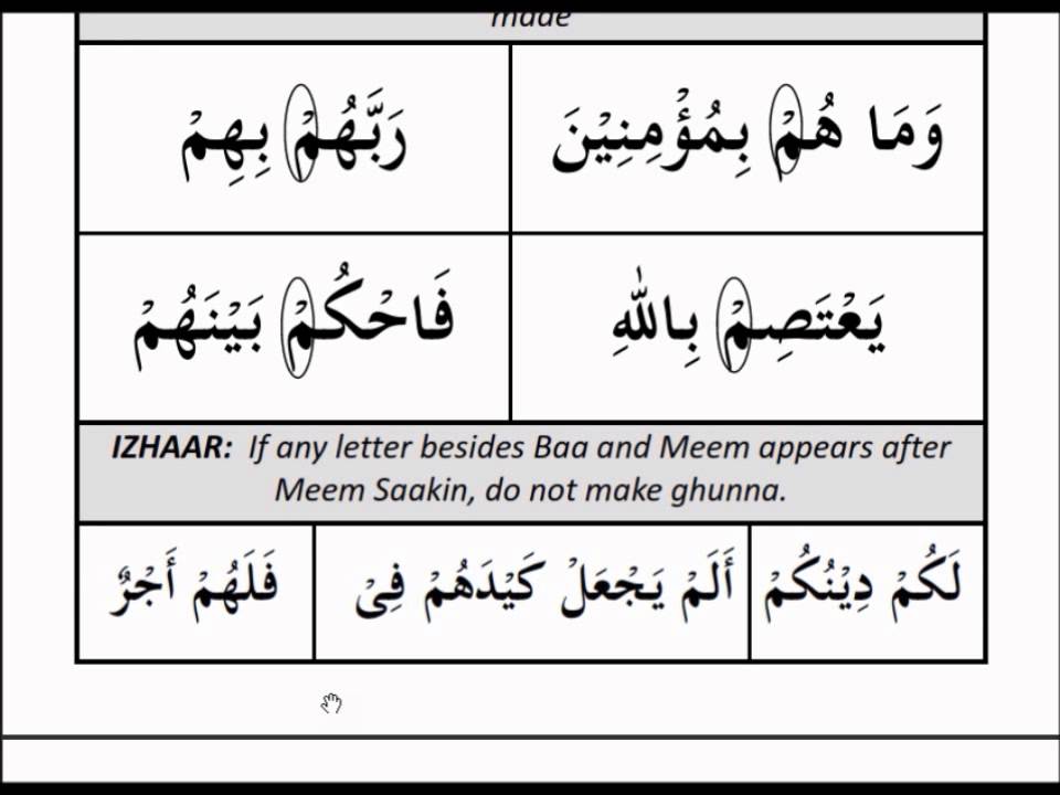 Tajweed In English And Creole Lesson 5 Rules Of Meem - YouTube