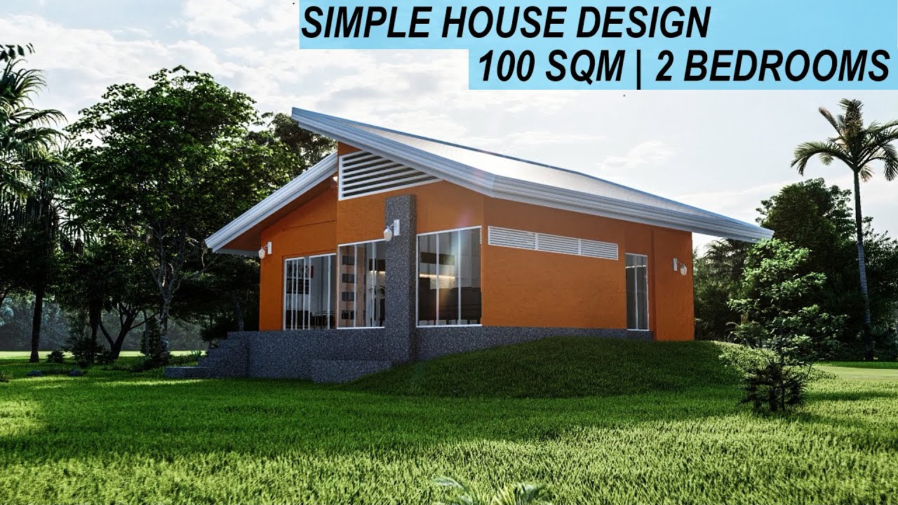 Amazing Simple House Design 100 Square meters | 2 Bed Rooms - YouTube