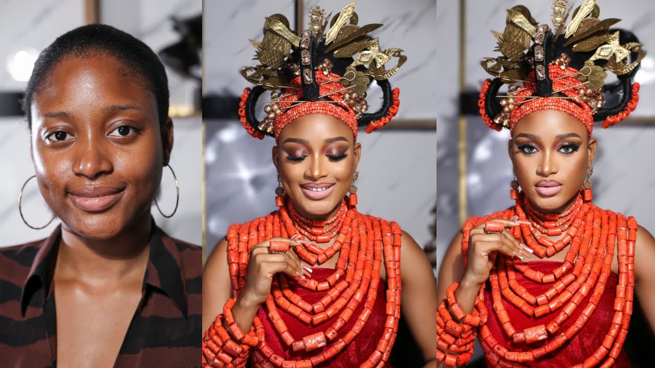 Nigerian Bridal Makeup | Edo bridal Transformation | Bridal Makeup ...