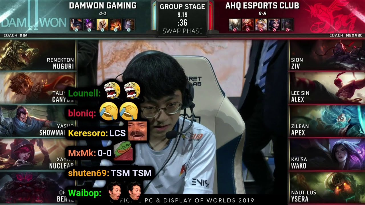 DWG vs AHQ | 2019 Worlds Groups Day 8 | Twitch VOD with Chat - YouTube