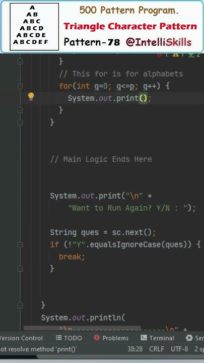 [Beginners] Triangle Character Pattern Programs in Java #shorts #java # ...