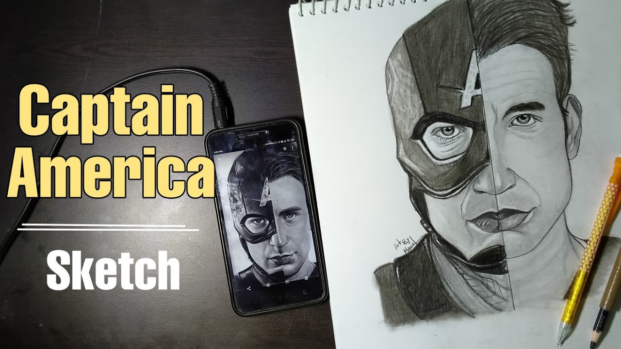 How to draw Captain America step by step | speed drawing for beginners ...