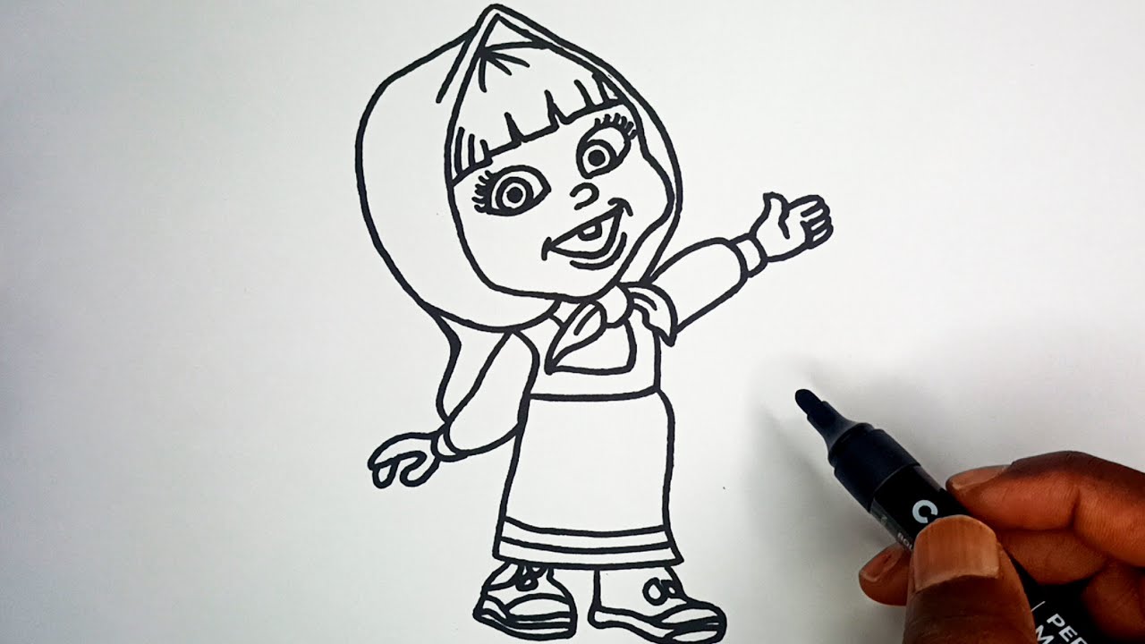 draw and colour Masha and the bear for kids / Masha and the bear ...