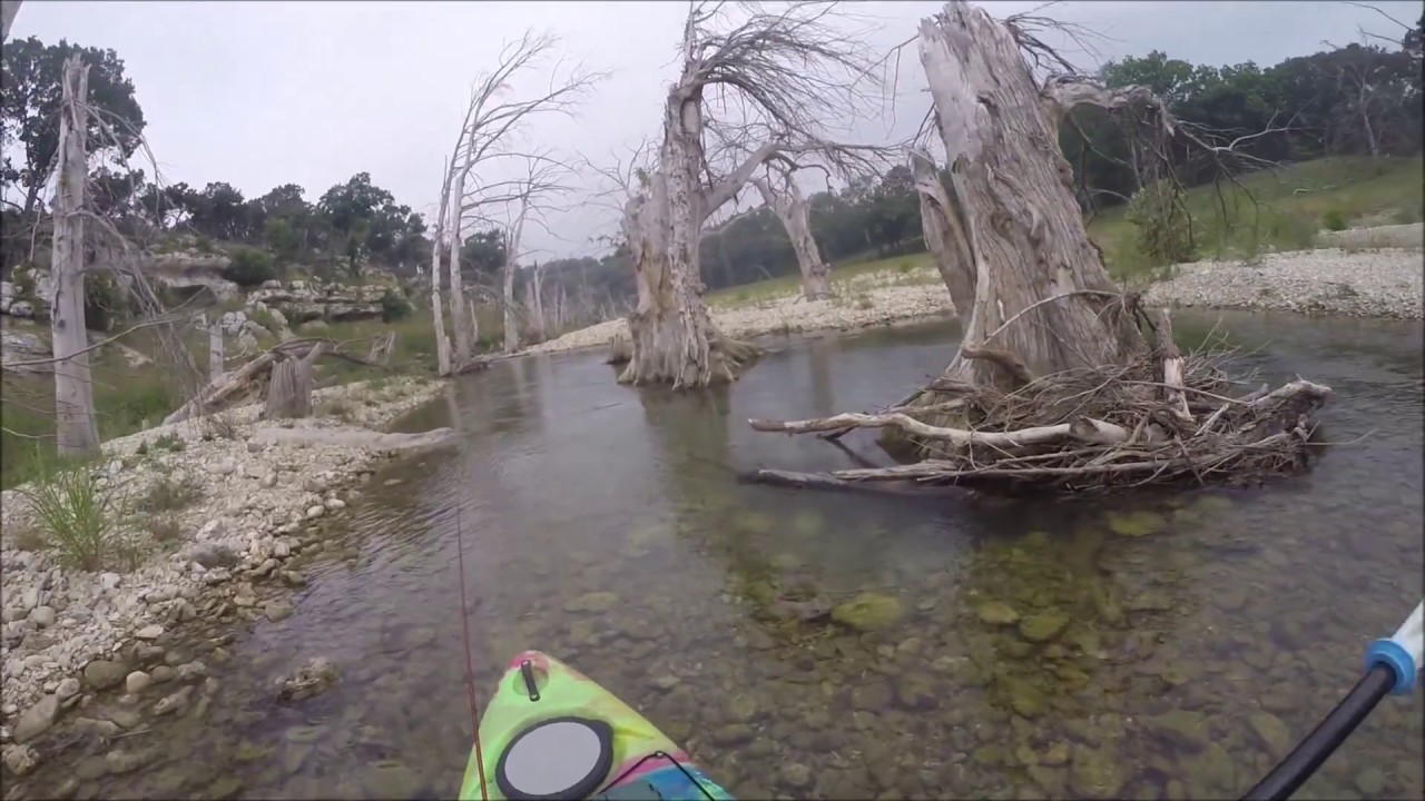 Kayak Bass fishing Blanco River (Wimberley TX) - YouTube