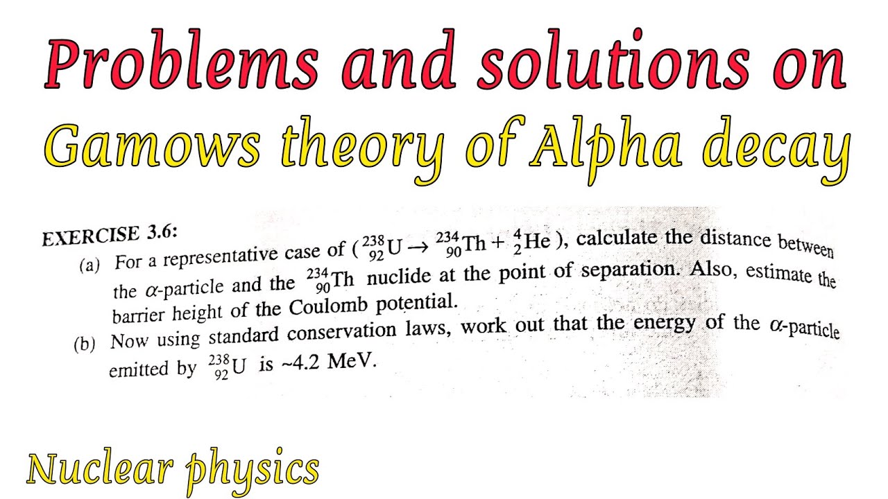 Problems on Gamow's theory of Alpha decay - Barrier potential - YouTube