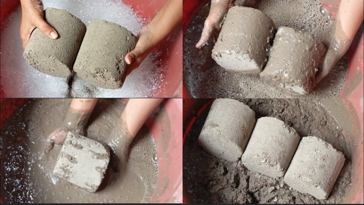 ASMR||Soft gritty dusty mudd water crumbling 🌬️ mouth watering paste ...