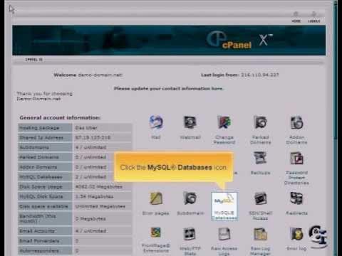 Creating MySQL Databases and Database Users - via cPanel's X Skin - YouTube
