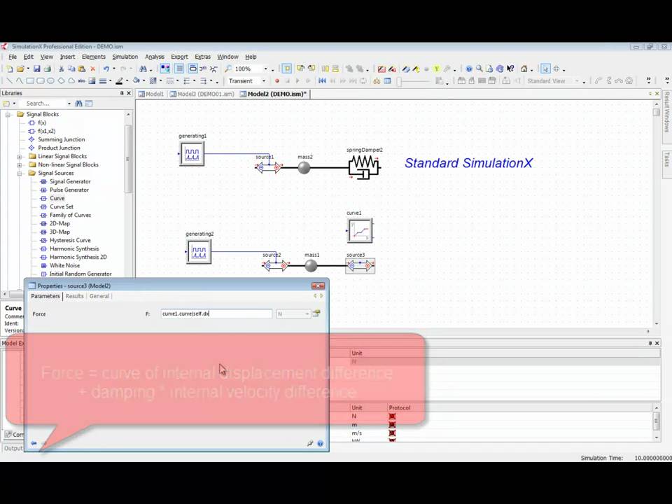 Modeling a Non Linear Spring Damper in SimulationX - YouTube