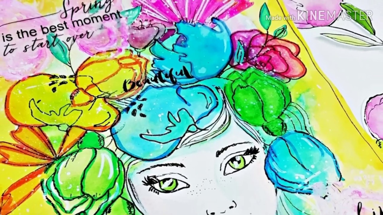 Spring girl- Art journal process video #3 - YouTube