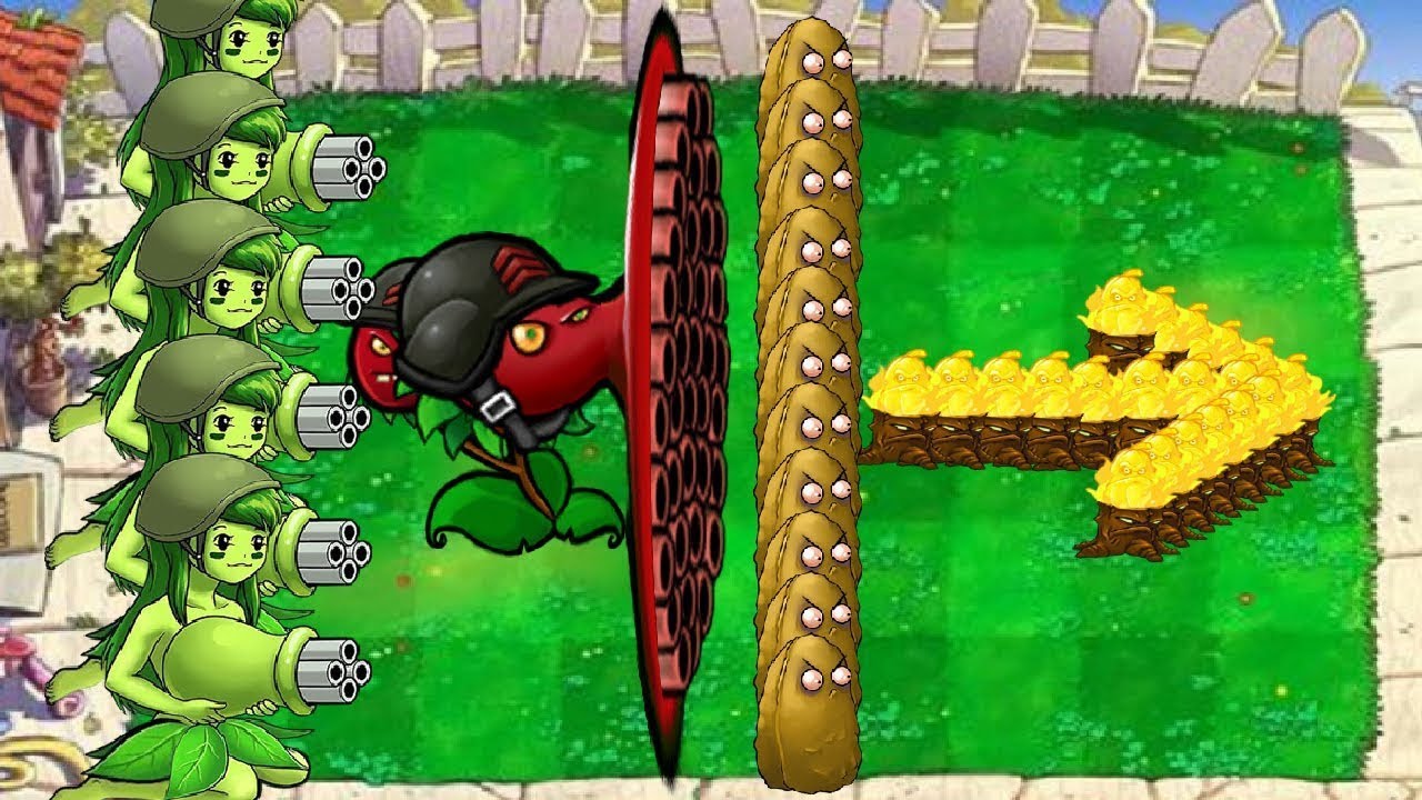 PVZ PC Fusion Challenge!! Team Girl Gatling Pea Fire Tall-nut VS 9999 ...