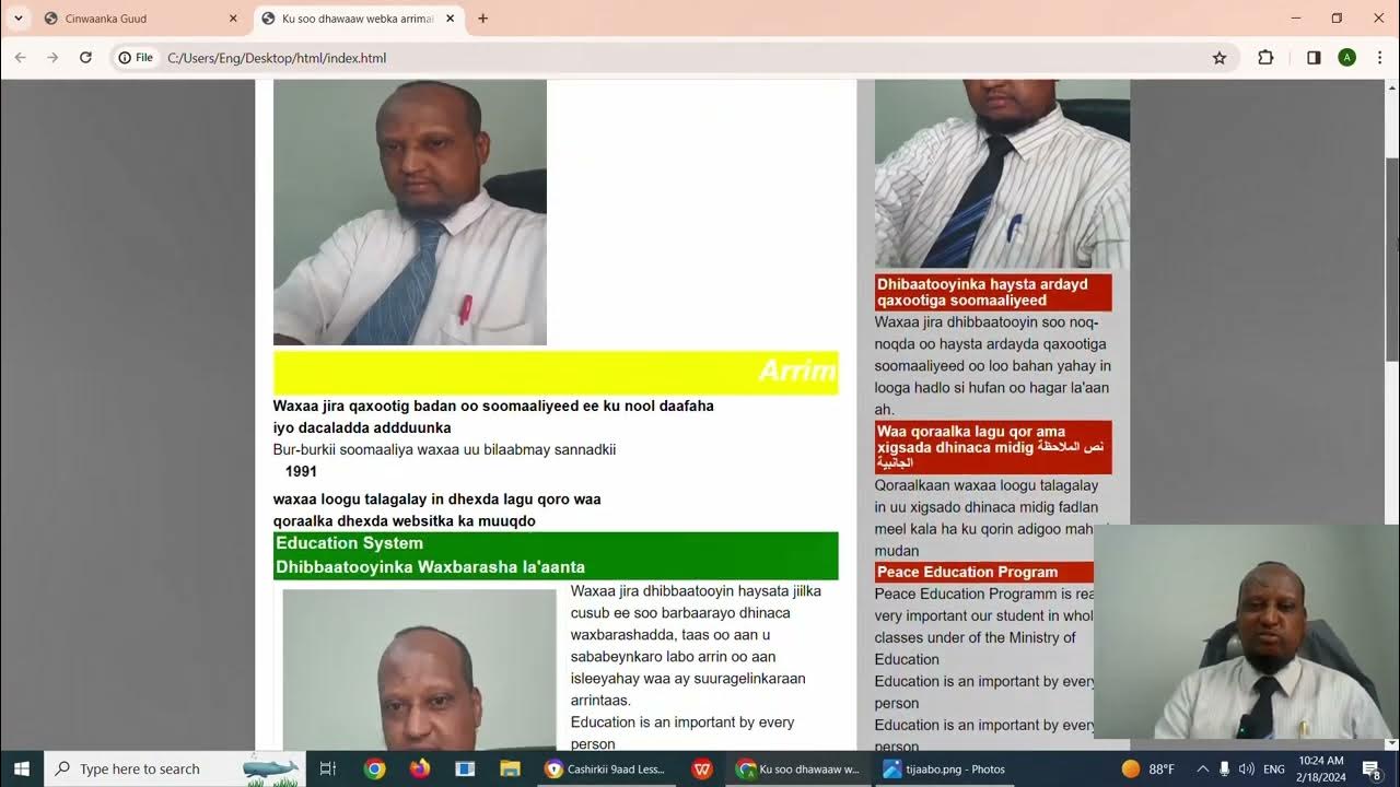Cahirkii 10aad Lesson 10 Website sida website loo sameeyo looguna dhiso HTML & CSS - YouTube