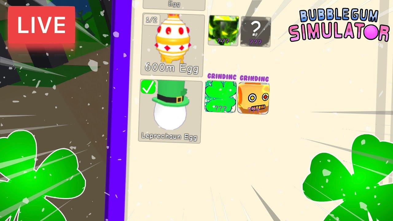 LIVE: Roblox Bubble Gum Simulator - Grinding for Ultimate Clover or ...