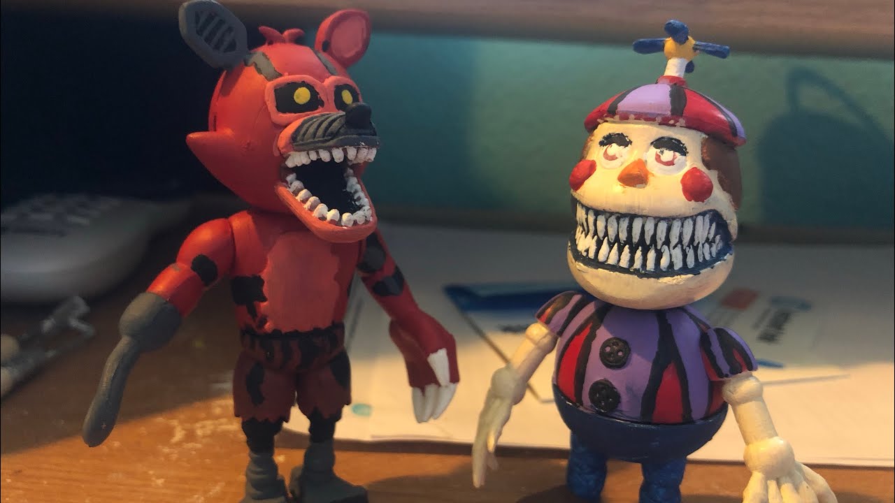 Fnaf bootleg repaint - nightmare foxy & nightmare balloon boy - YouTube