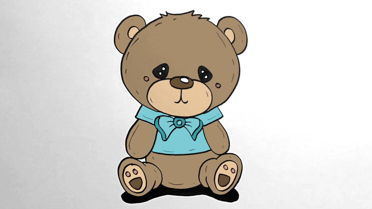 How to Draw CUTE TEDDY BEAR - YouTube