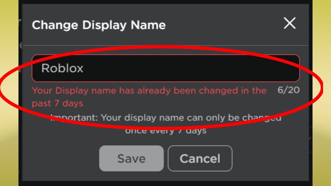Fix Roblox Your Display name has already been changed in the past 7 ...