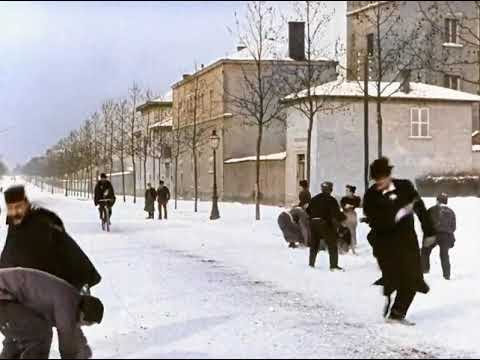 Fransa-Lyon 1896 yılında kartopu oynayan insanlara ait görüntüler.