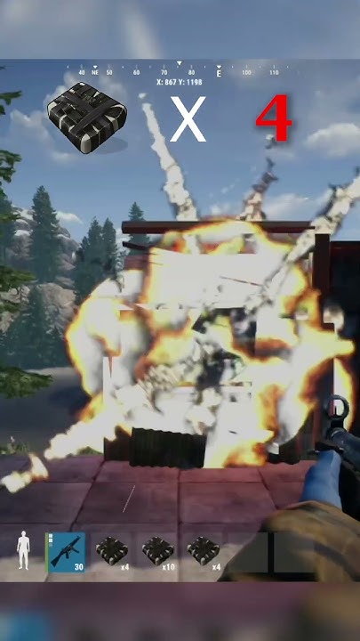 How many C4’s to destroy each wall in rust. #rustconsole #rustgame #playrust #rust # ...