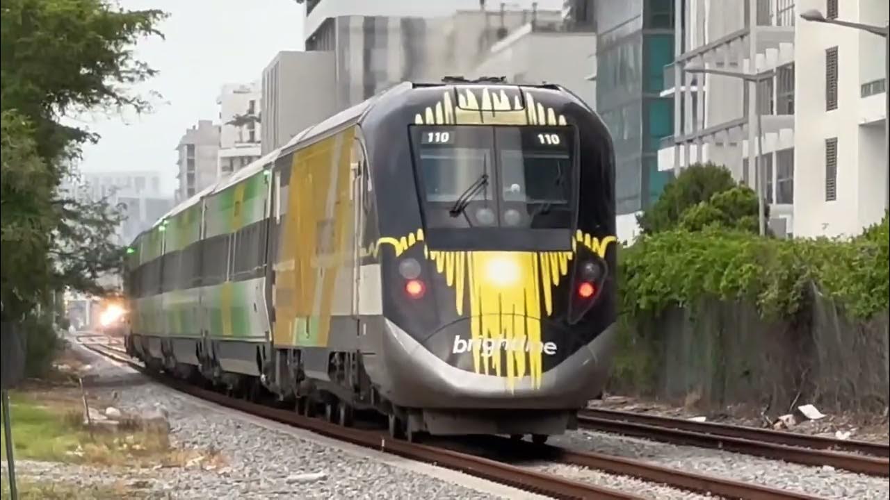 Southbound Brightline - BrightGreen & Northbound Downtown Miami Tri-Rail New Wrap 4/3/24 - YouTube