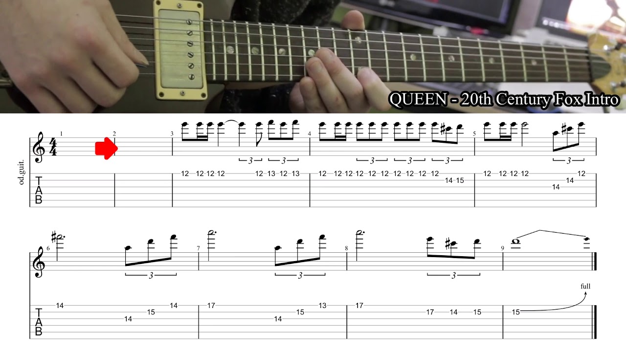 Queen - 20th century fox introㅣtutorialㅣ기타레슨ㅣTAB - YouTube