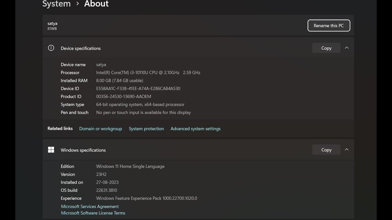 How to know about Your PC// RA//ROM//Processor - YouTube