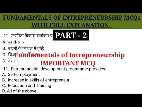 2 | Fundamentals of Intrepreneurship MCQ | Entrepreneurship mcq @commercestudyzone - YouTube