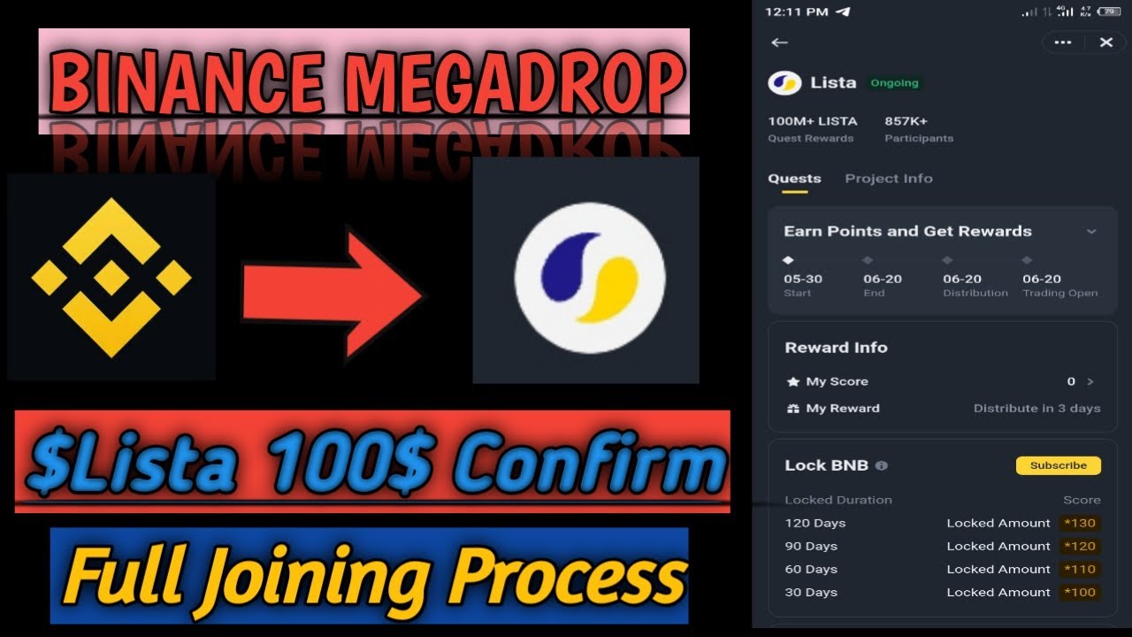 BINANCE MEGA DROP | 100$ PROFIT | LISTA COIN 100M | BIGGEST PROJECT ...