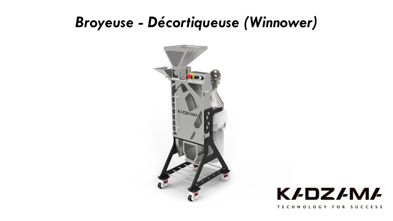 Démonstration de la broyeuse - décortiqueuse (winnower) | KADZAMA - YouTube