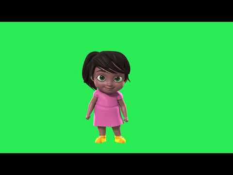 Green screen little girl happy emotions and lisetening reaction |HD No ...
